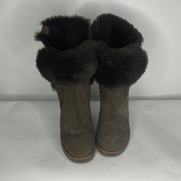 Emu | Shoes | Emu Brown Leather Sheepskin Winter Wedge Boots Booties ...
